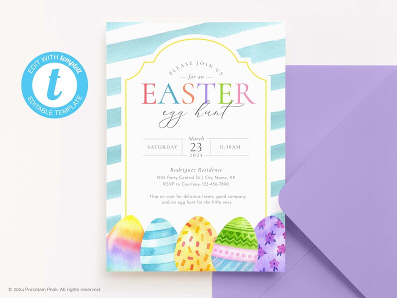 Editable Easter Egg Hunt Invitation, Easter Party Invitation, Annual ...