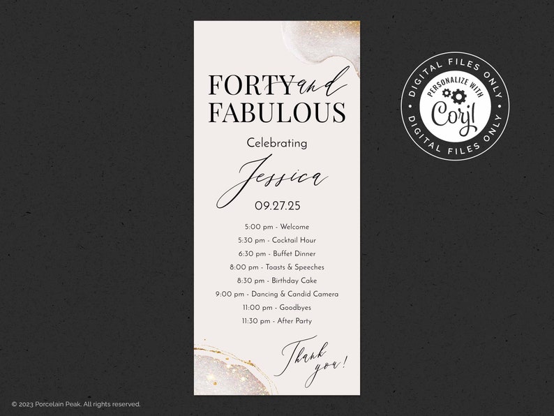 Forty and Fabulous Birthday Program Template 40th Birthday Program 40th ...