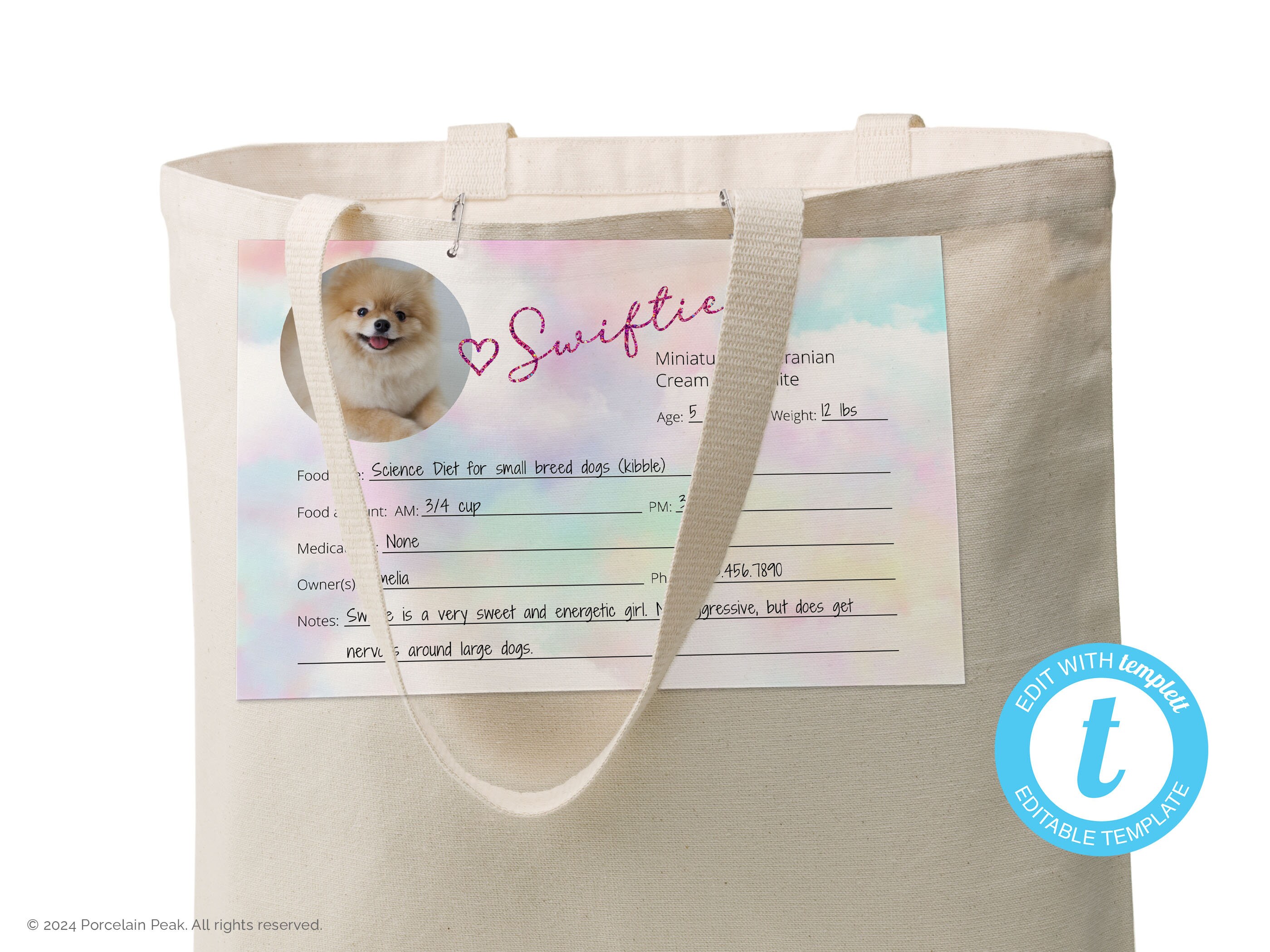 Pet Info Card, Pet Fact Card, Pet ID Card, Cat, Dog, Vet Appointment ...