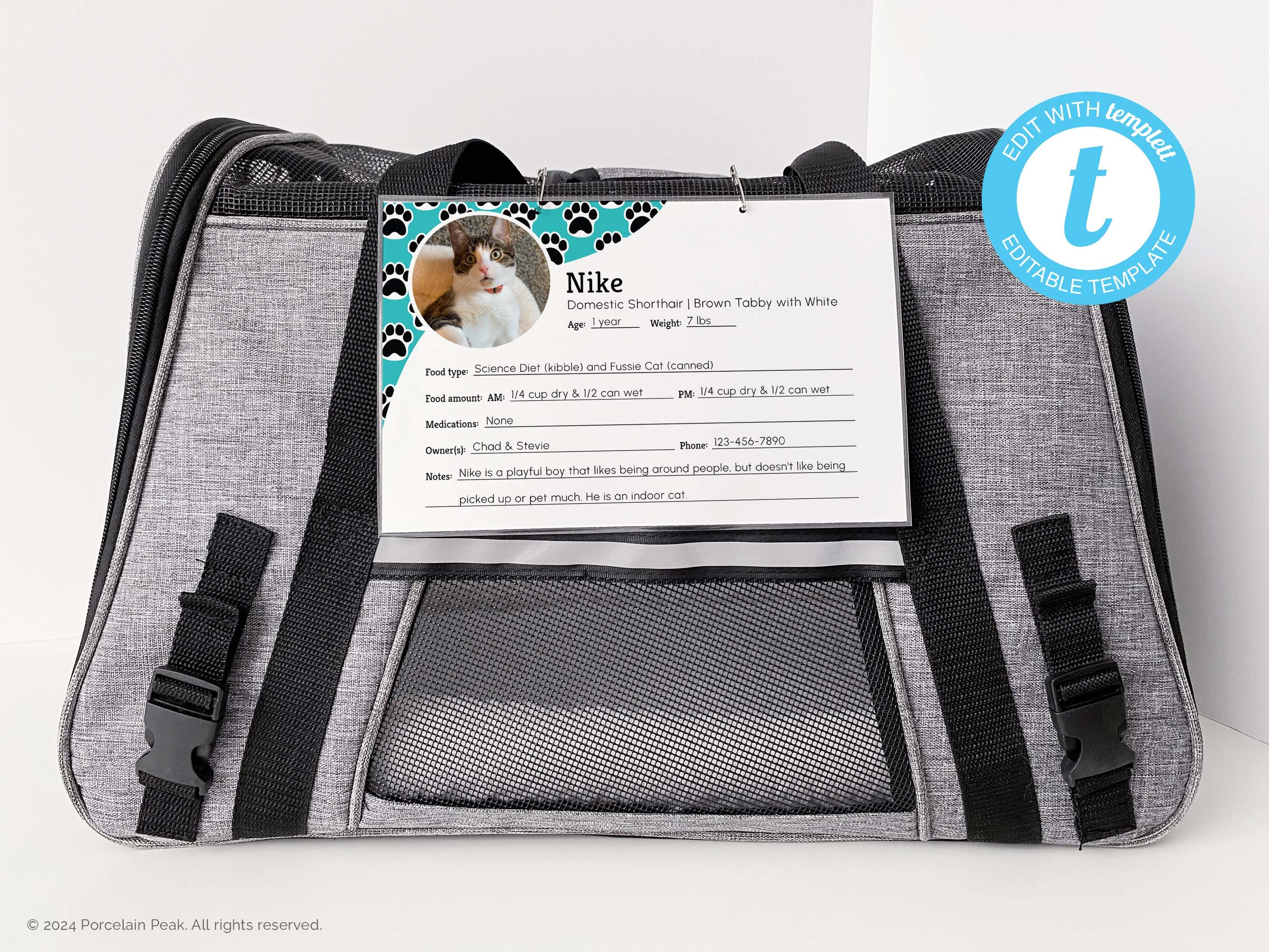 Pet Info Card, Pet Fact Card, Pet ID Card, Cat, Dog, Vet Appointment ...