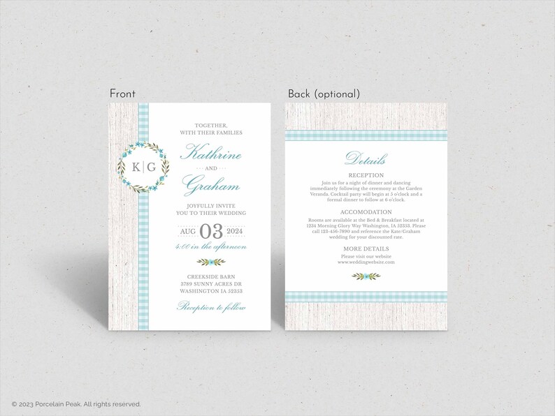 Editable Teal Country Chic Wedding Invitation Template Aqua Floral ...