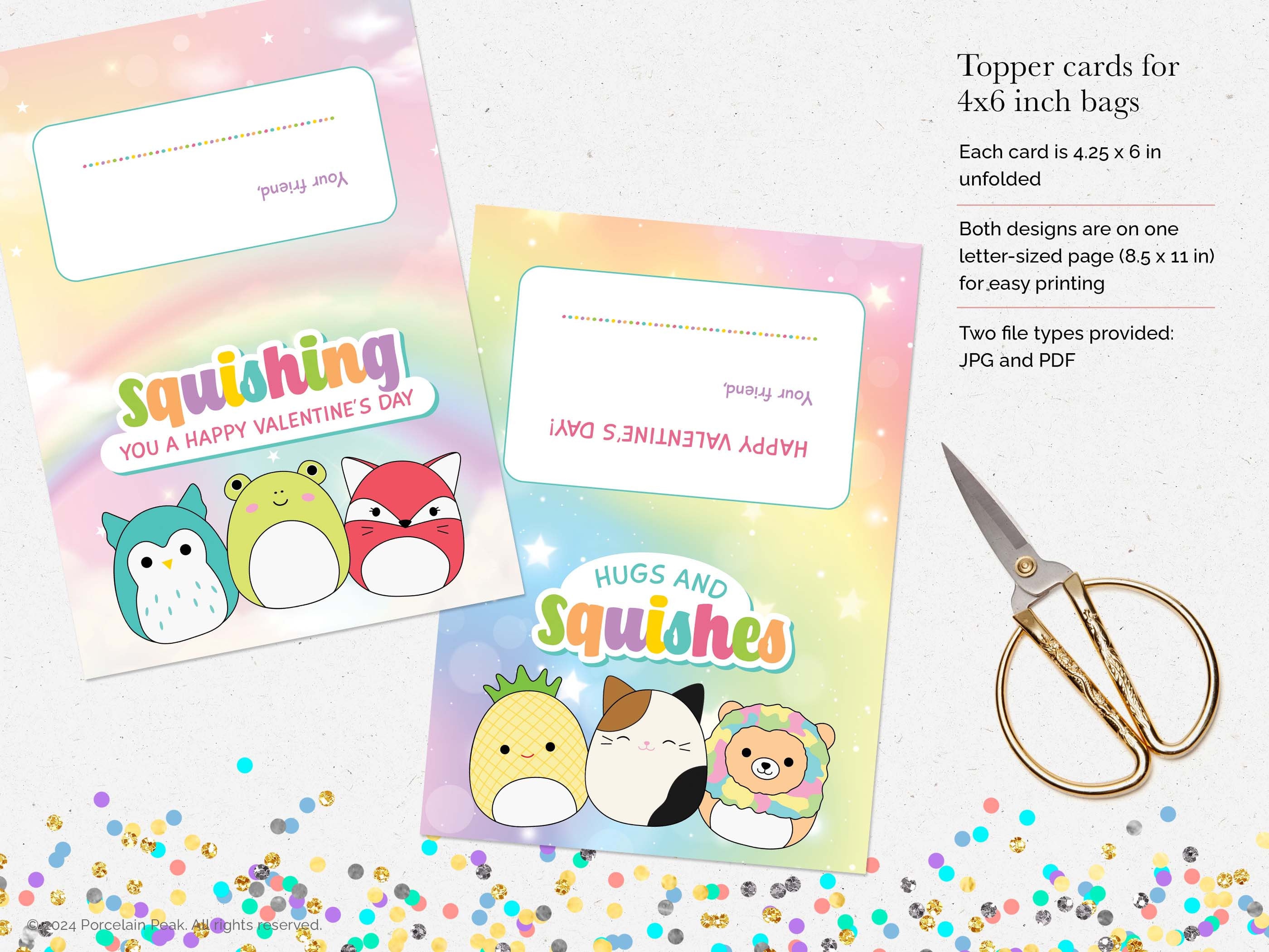 Squishmallow Valentine Cards, Squish Bag Toppers, Kids School Valentine ...