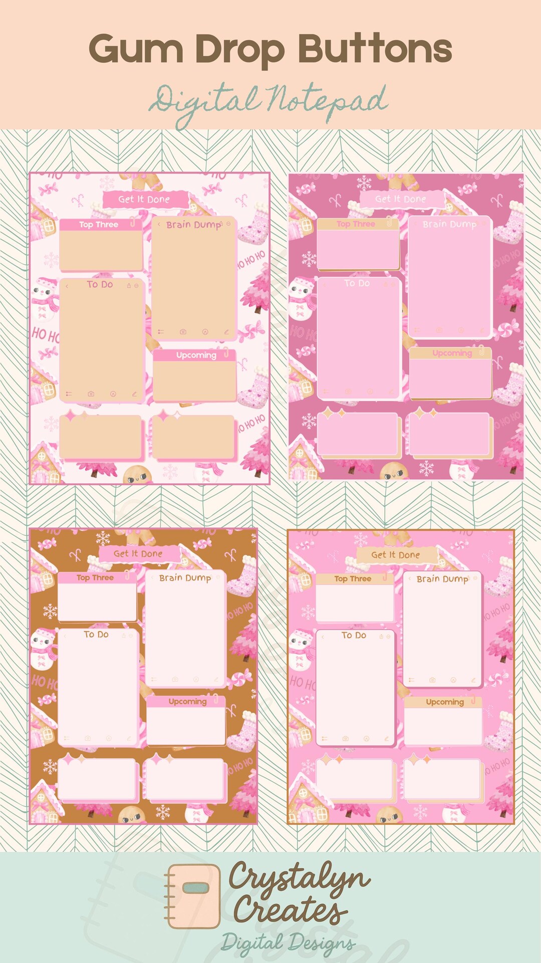 Gum Drop Buttons Digital Notepad | Printable Holiday Planner | Pink ...