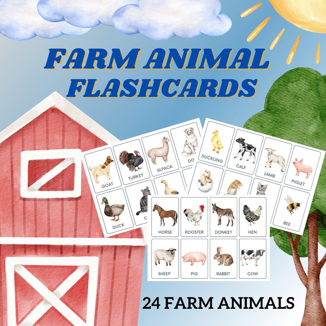 Farm Animal Flashcards, Montessori, Preschool, Early Learner, Printable ...