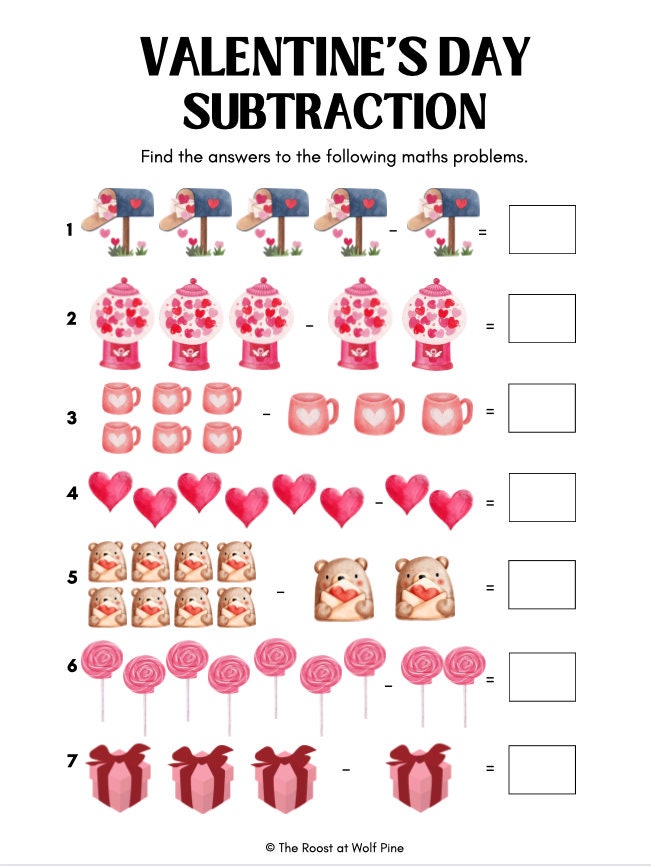 Kindergarten & First Grade Valentine's Day Worksheets, Workbook ...