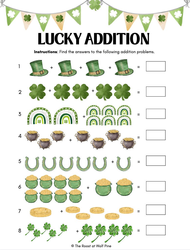 Kindergarten & First Grade St. Patrick's Day Worksheets, Holiday ...