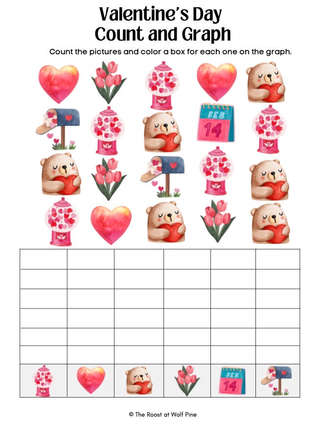 Kindergarten & First Grade Valentine's Day Worksheets, Workbook ...