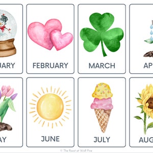 Months of the Year Flashcards, Montessori, Pre-k, Homeschool ...