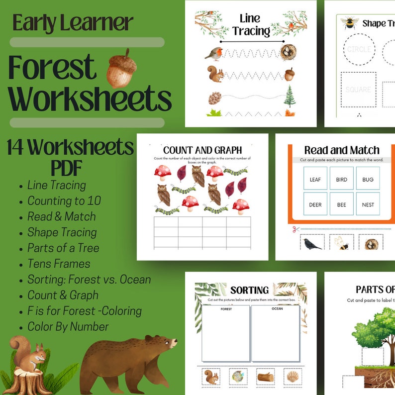 Early Learner Forest Workbook, Worksheets, Preschool, Learning ...