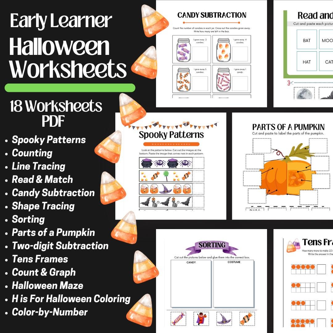 Early Learner Halloween Workbook, Preschool, Homeschool, Seasonal ...