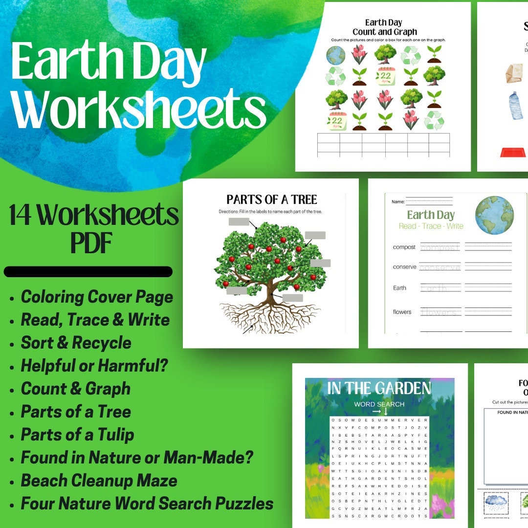 Earth Day Workbook Bundle, Worksheets, Nature, Printable, Homeschool ...