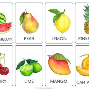 Fruits & Vegetable Flashcards, Montessori, Pre-k, Preschool, Homeschool ...