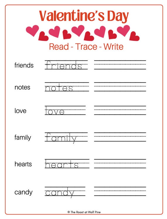 Kindergarten Valentine Worksheets