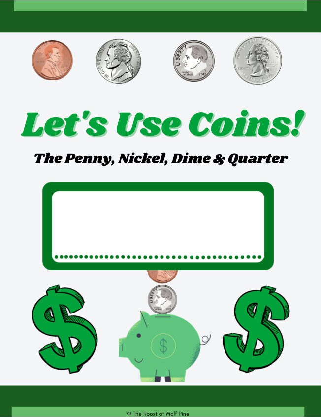 Coin Counting, Penny, Nickel, Dime, Quarter, Homeschool, Worksheets ...
