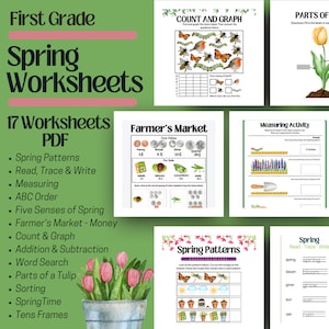 First Grade Spring Workbook, Worksheets, Printable, Math, Reading ...