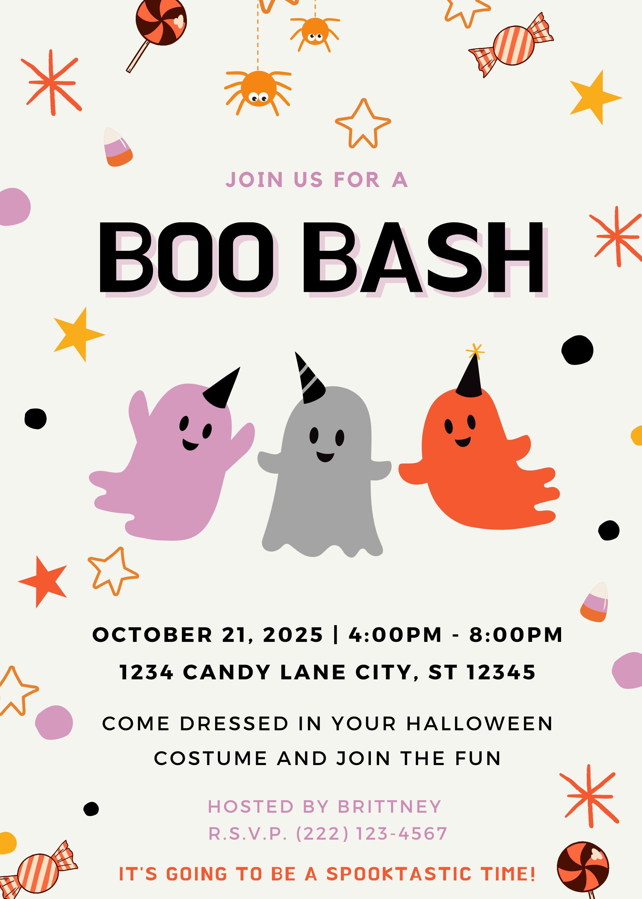 Halloween Invitation Boo Bash - Purple Orange - Etsy