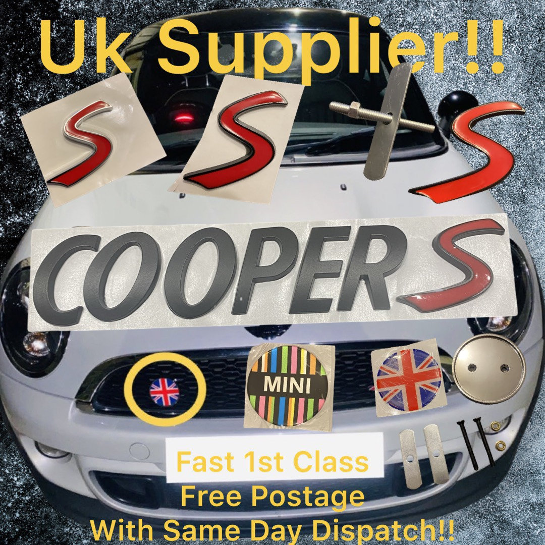 Mini Cooper S Emblems Letters Grill Badge Rear Front Bonnet Tailgate ...