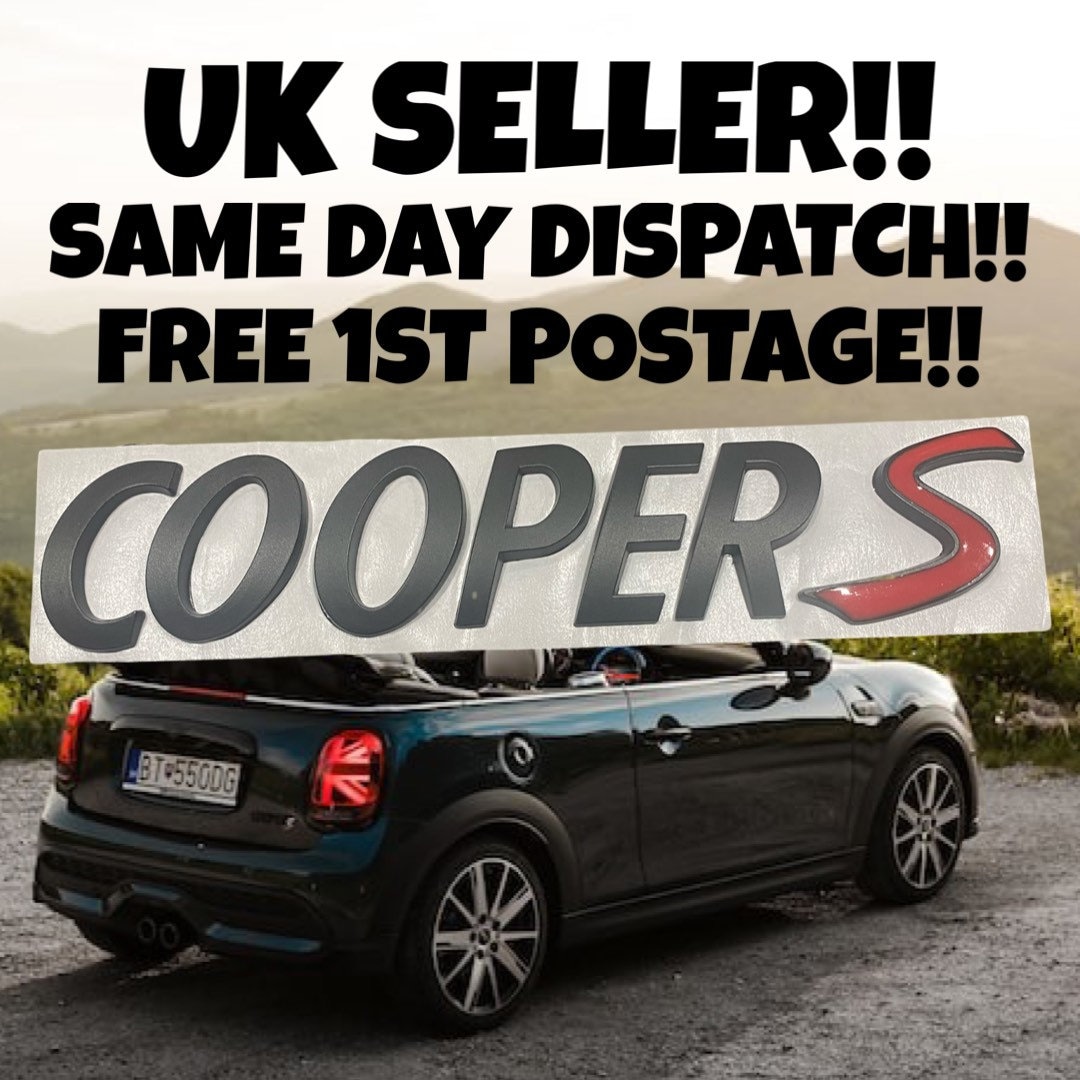 Black Mini Cooper S Badge R50 R52 R53 R56 R58 R59 and More! Rear Boot ...