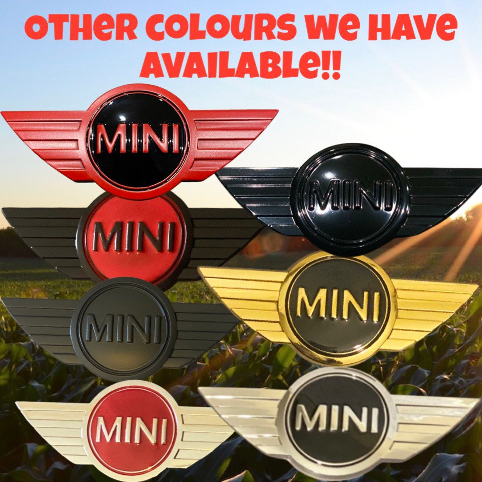 Mini Badge X2 Logo Front Bonnet Gold Tailgate Metal Sticker Emblem ...
