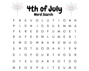 July Fourth Word Search Puzzles