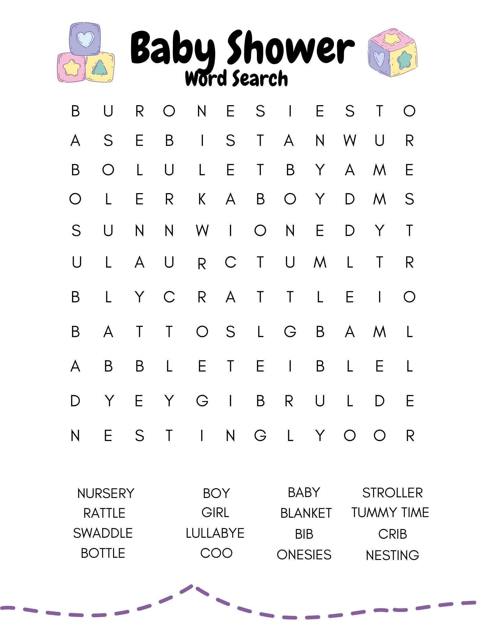 Baby Shower Word Search, Baby Shower Party Game - Etsy
