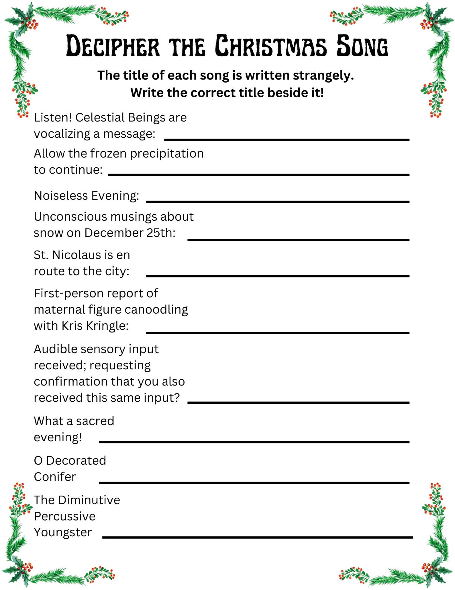Guess the Christmas Song, Christmas Song Game, Christmas Party Game - Etsy