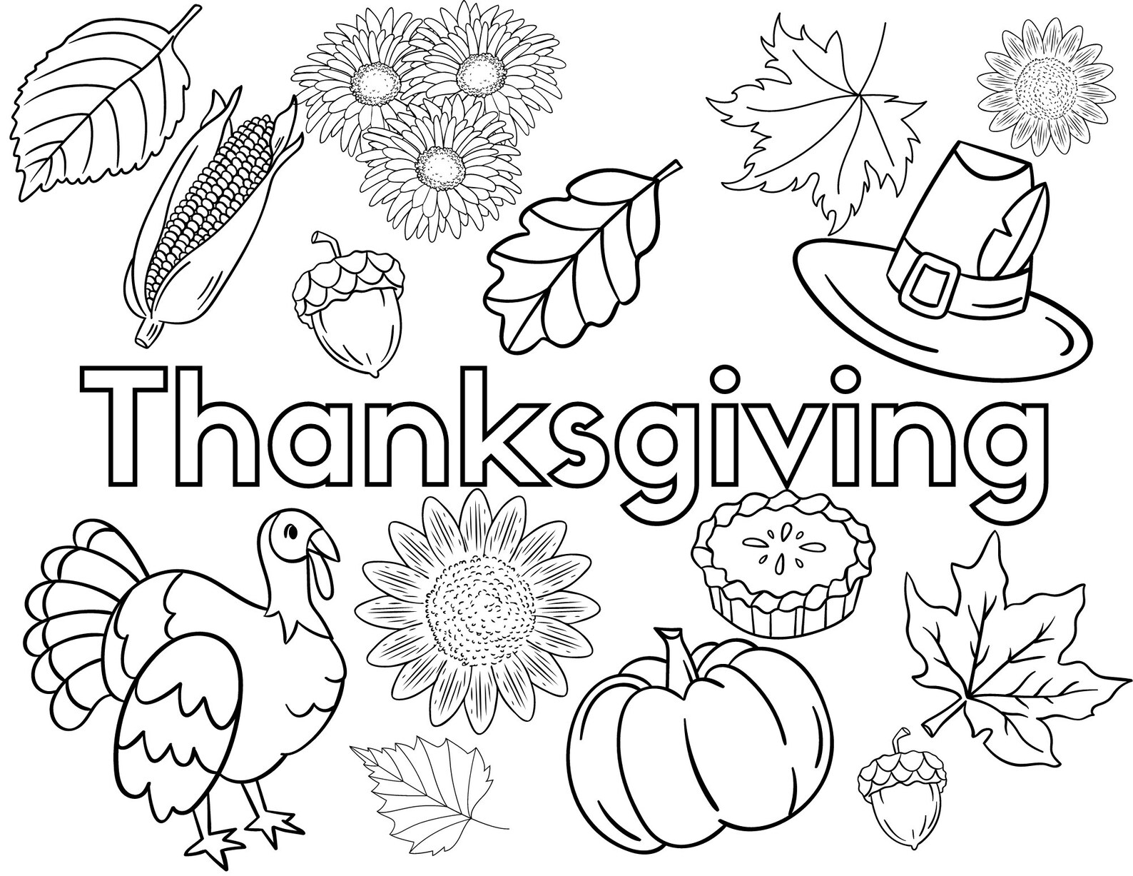 Thanksgiving Coloring Sheets - Etsy