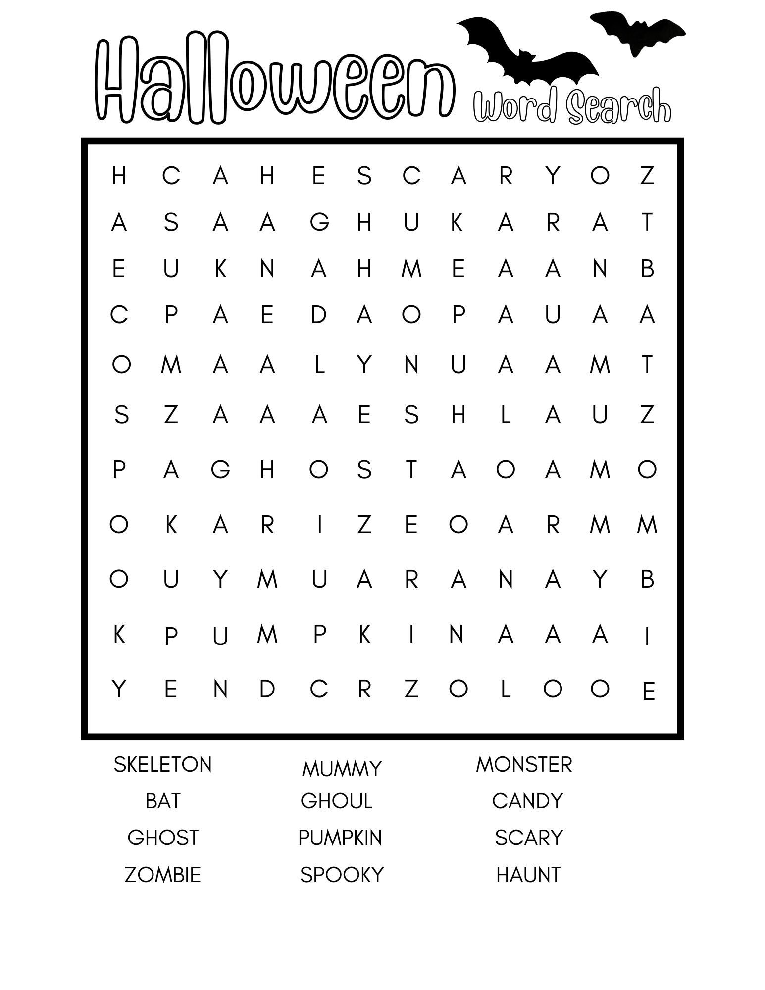 Halloween Word Search - Etsy