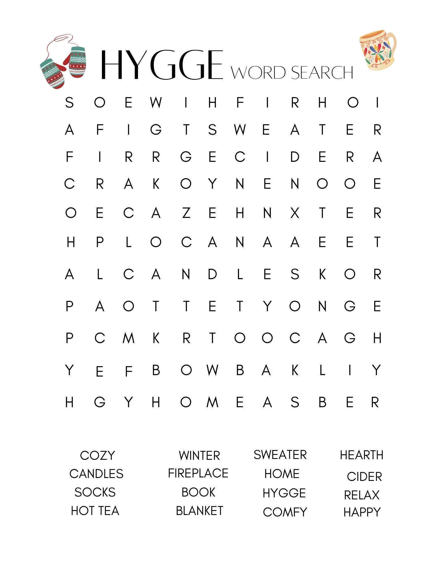 Hygge Word Search - Etsy