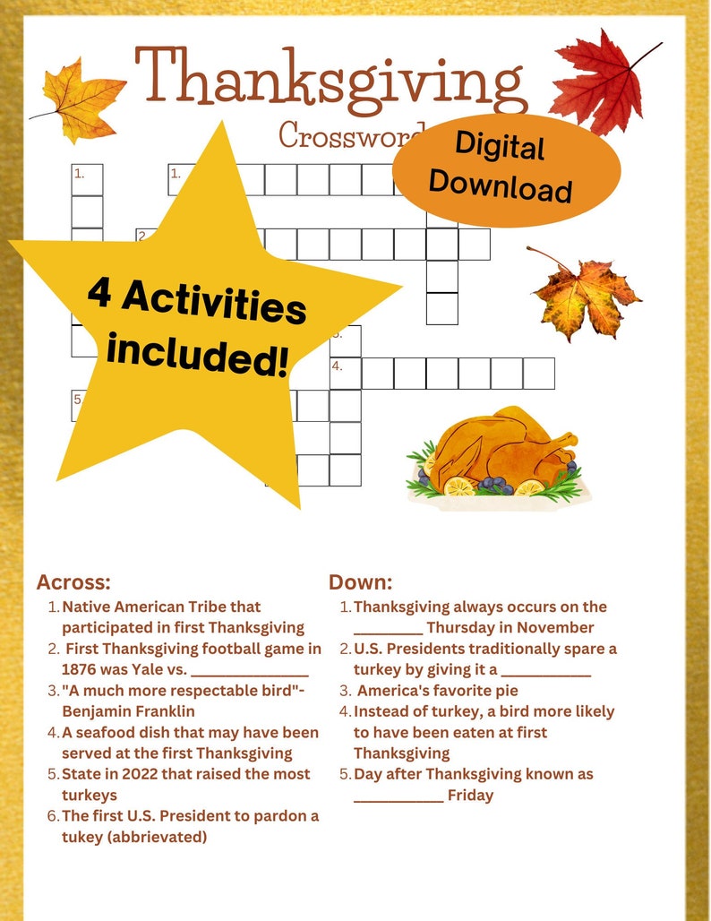 Thanksgiving Printable Activity Bundle - Etsy