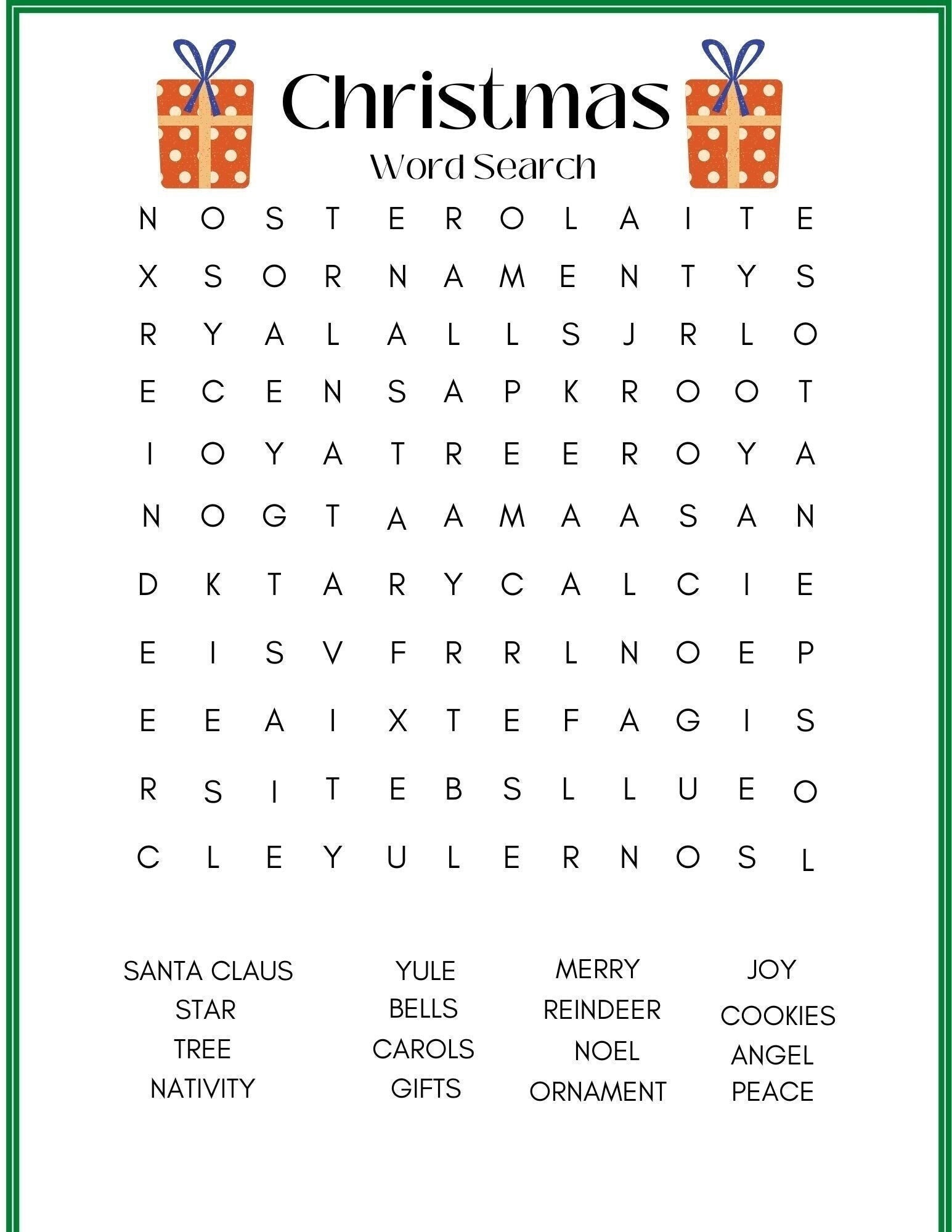 Christmas Word Search - Etsy