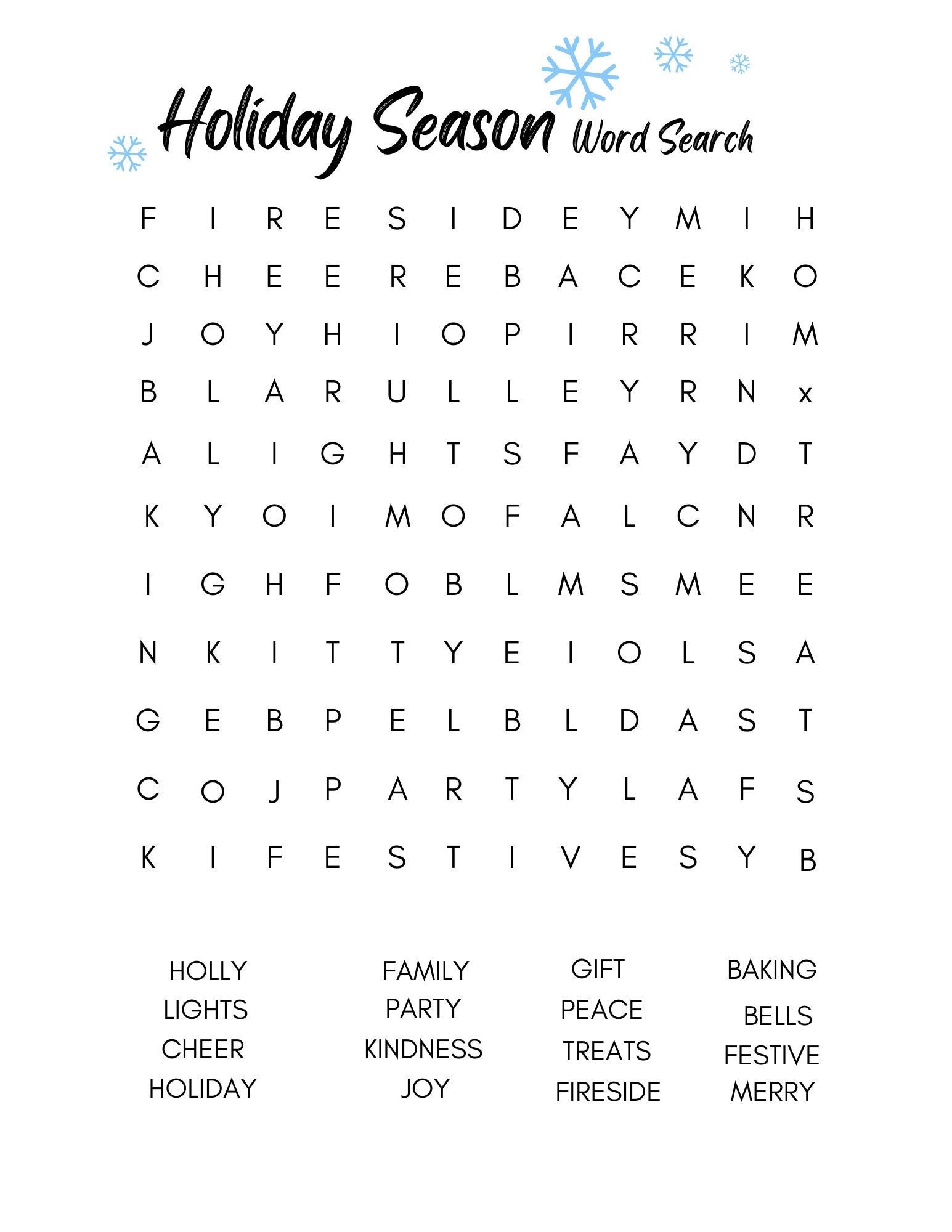 Holiday Word Search - Etsy