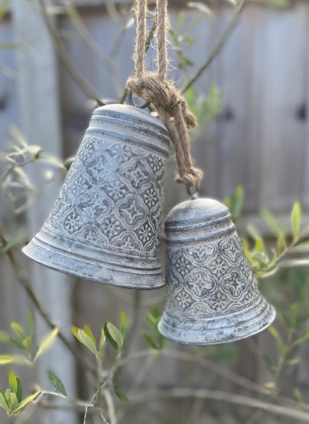 Hanging Rustic Metal Bell, Christmas Cow Bell, Christmas Wreath Hanging ...