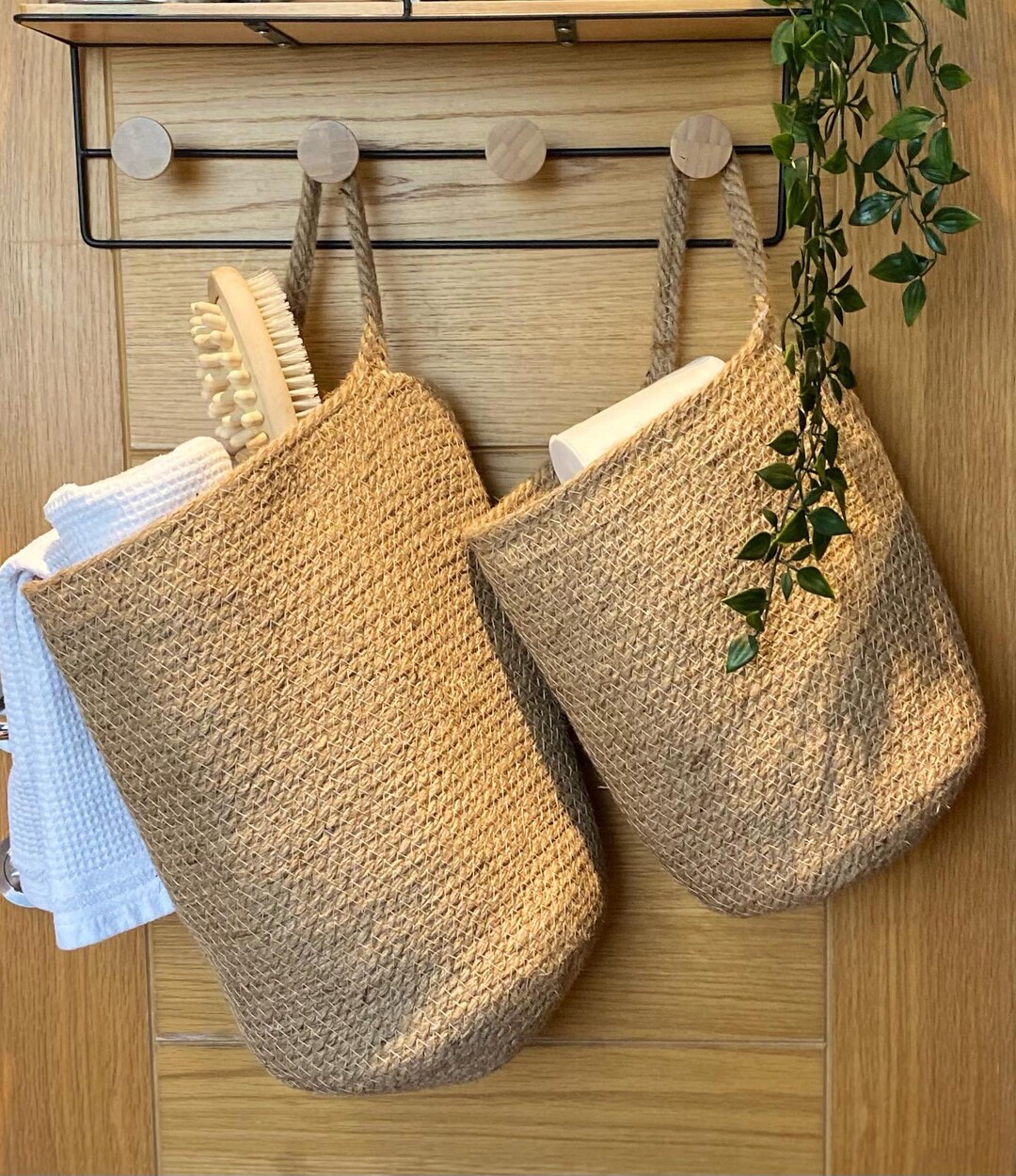 Woven Jute Hanging Basket, Bag,storage Baskets,basket With Handles ...