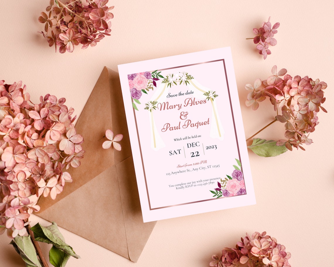 Printable Wedding Invitation Template, Printable Editable Wedding ...