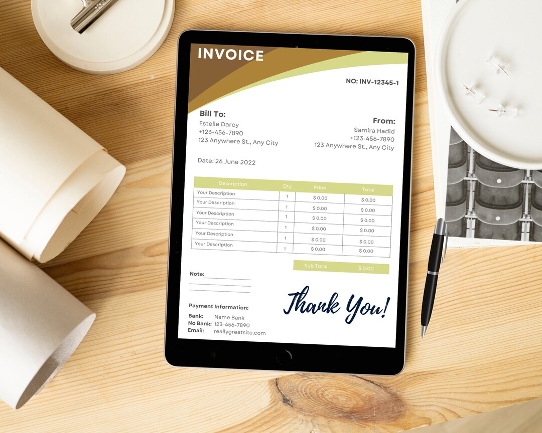 Invoice Template Editable, Small Business Custom, Order Form Printable ...