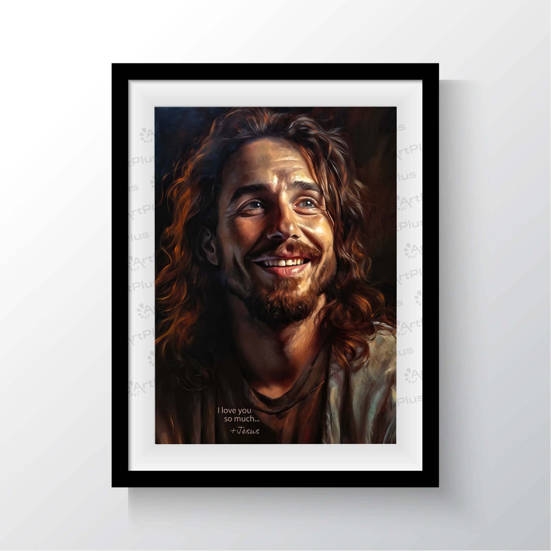 Smiling Jesus Poster Print Printable Poster Digital Download Religious ...