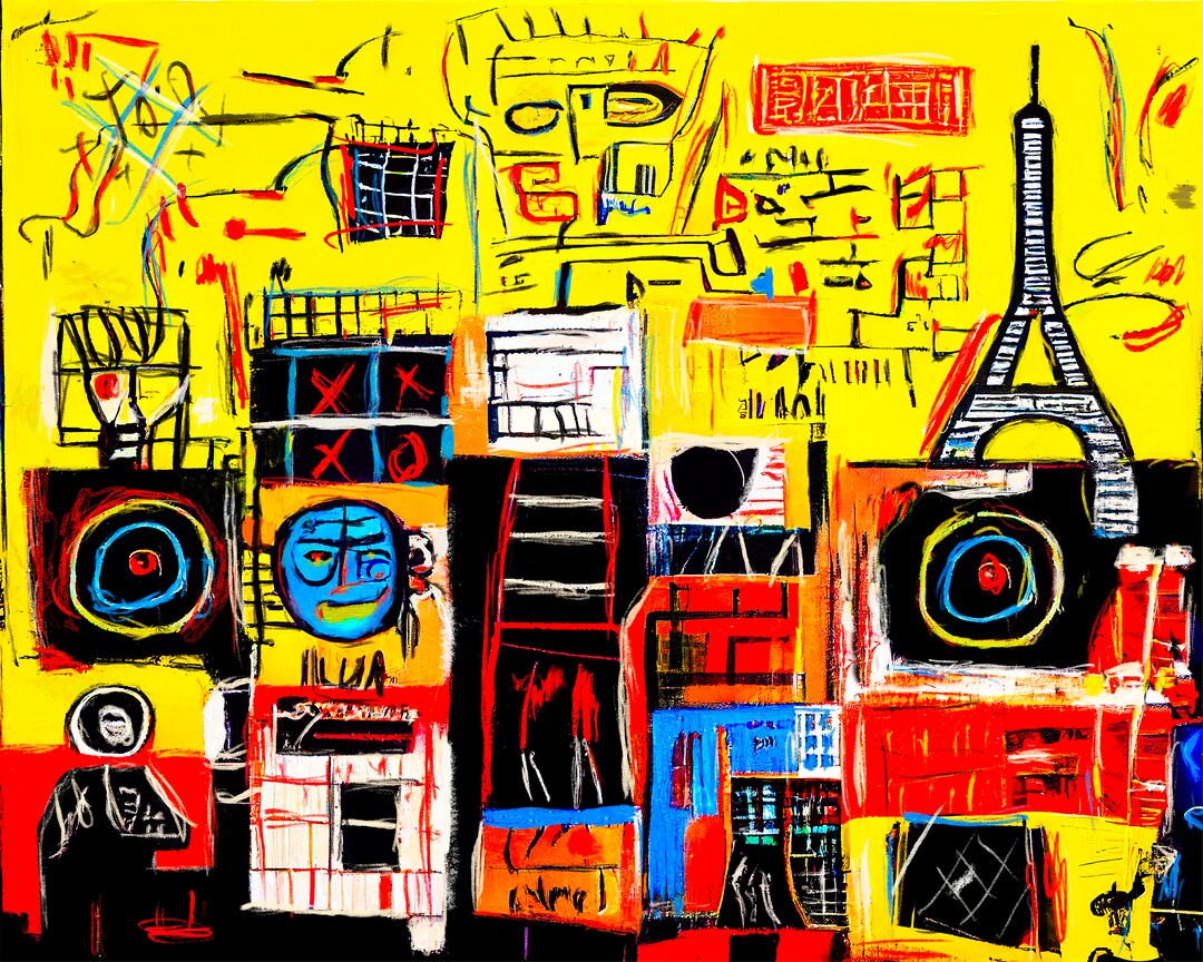 Abstract Wall Art, Colorful Art, Jean Michel Basquiat Style, Paris ...