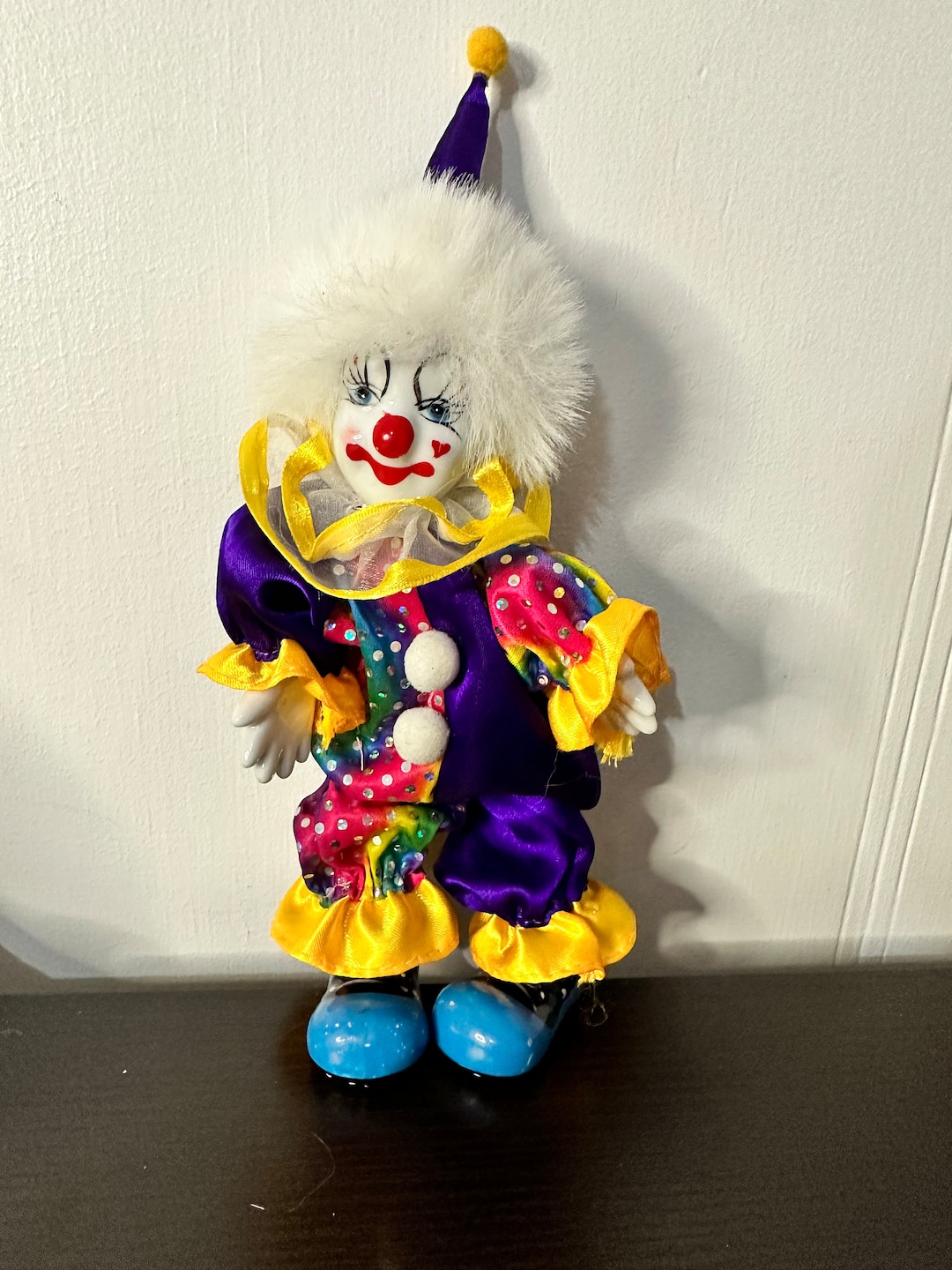 Vintage Clown Colorful Clown Doll Porcelain Head Sandbag Body - Etsy