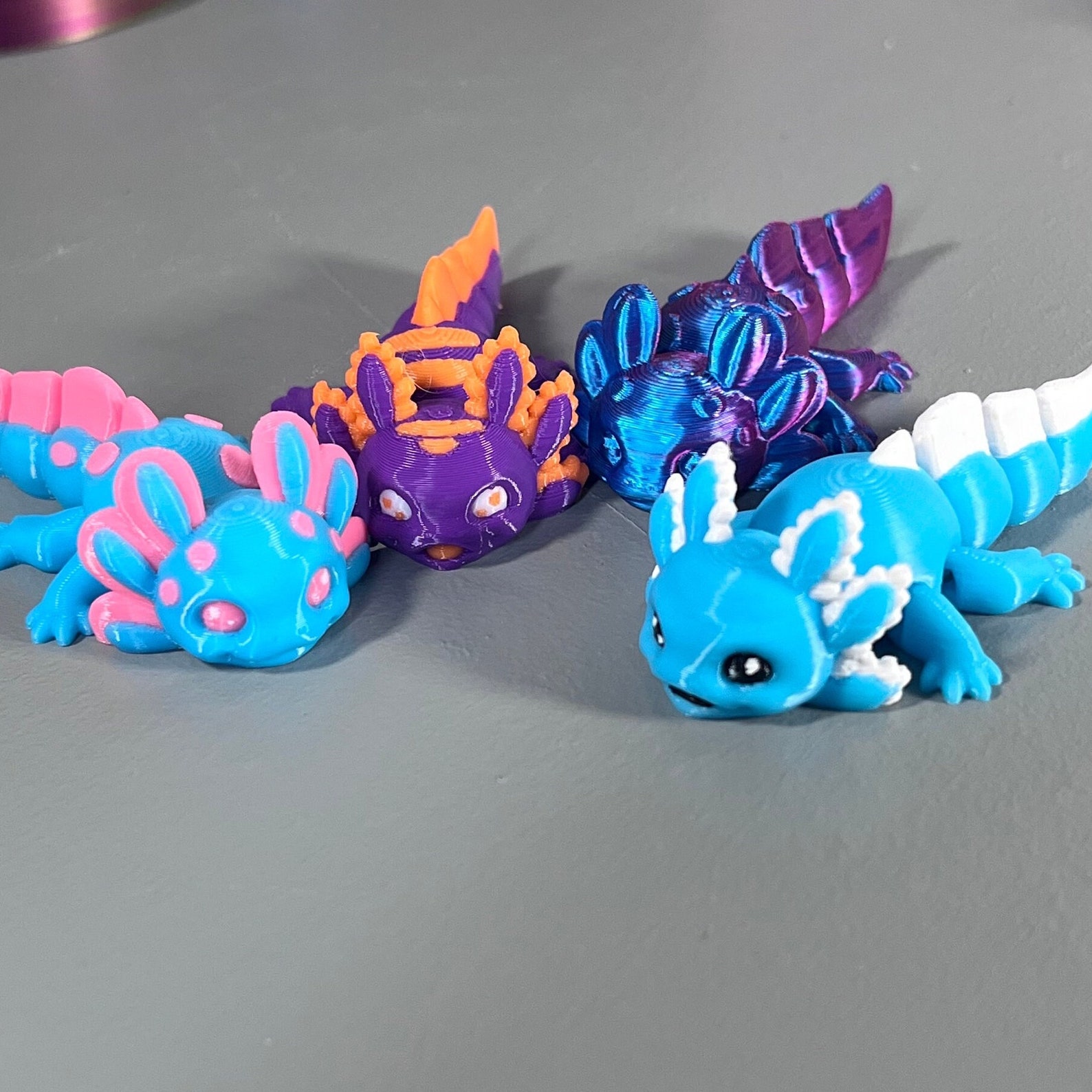 Set of 4 Mini 3-5cm 3D Printed Axolotl Figurines | Cute Desk Decor ...