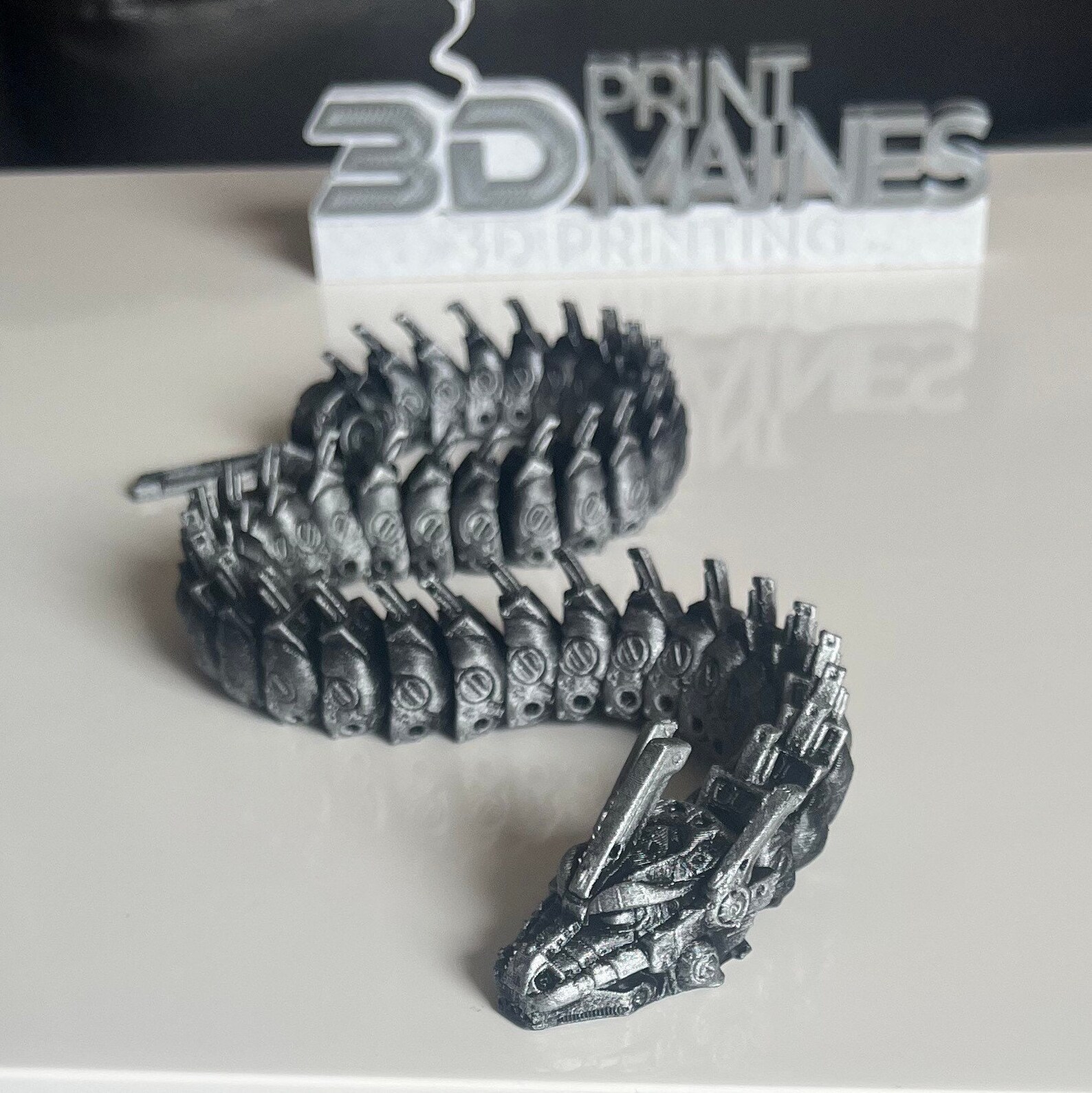 3D Printed Robotic Articulating Serpent Snake With Metallic Finish ...