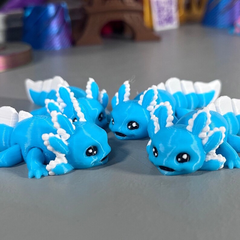Set of 4 Mini 3-5cm 3D Printed Axolotl Figurines | Cute Desk Decor ...