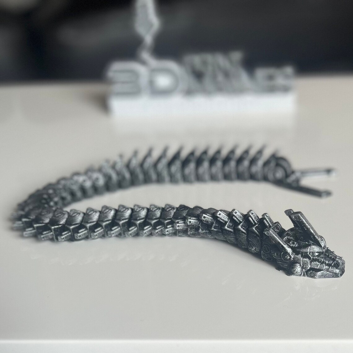 3D Printed Robotic Articulating Serpent Snake With Metallic Finish ...