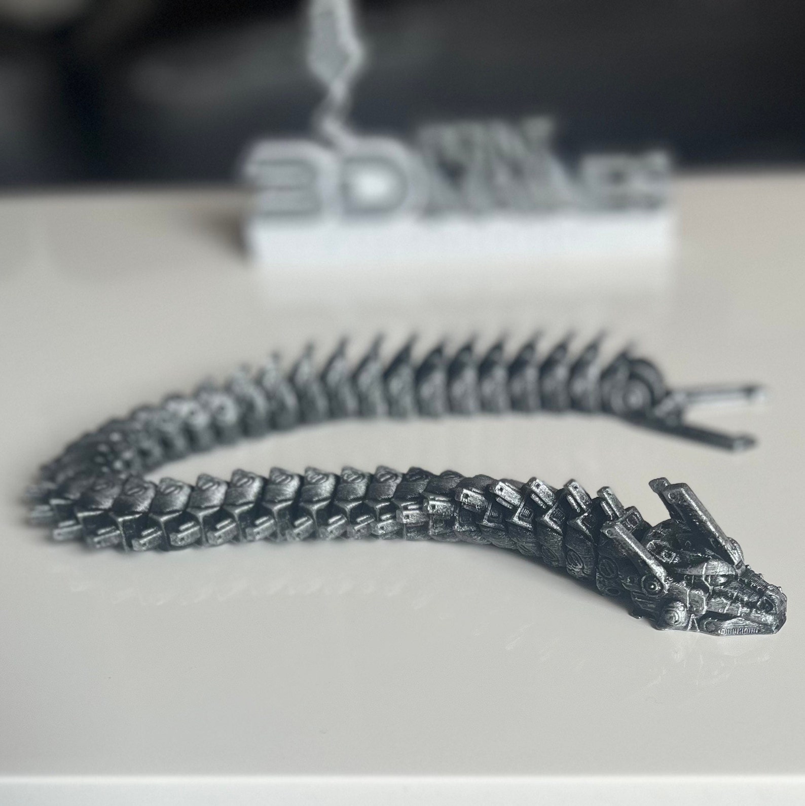 3D Printed Robotic Articulating Serpent Snake With Metallic Finish ...