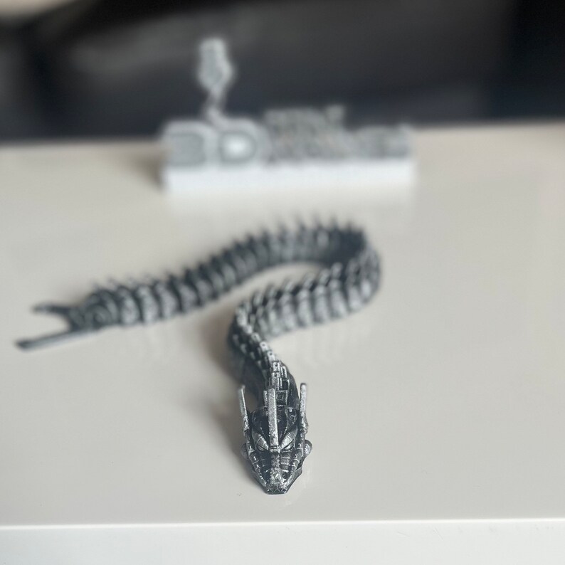 3D Printed Robotic Articulating Serpent Snake With Metallic Finish ...
