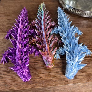 Crystal Dragon Fidget - 3D Printed Collectible in Amethyst, Sapphire ...
