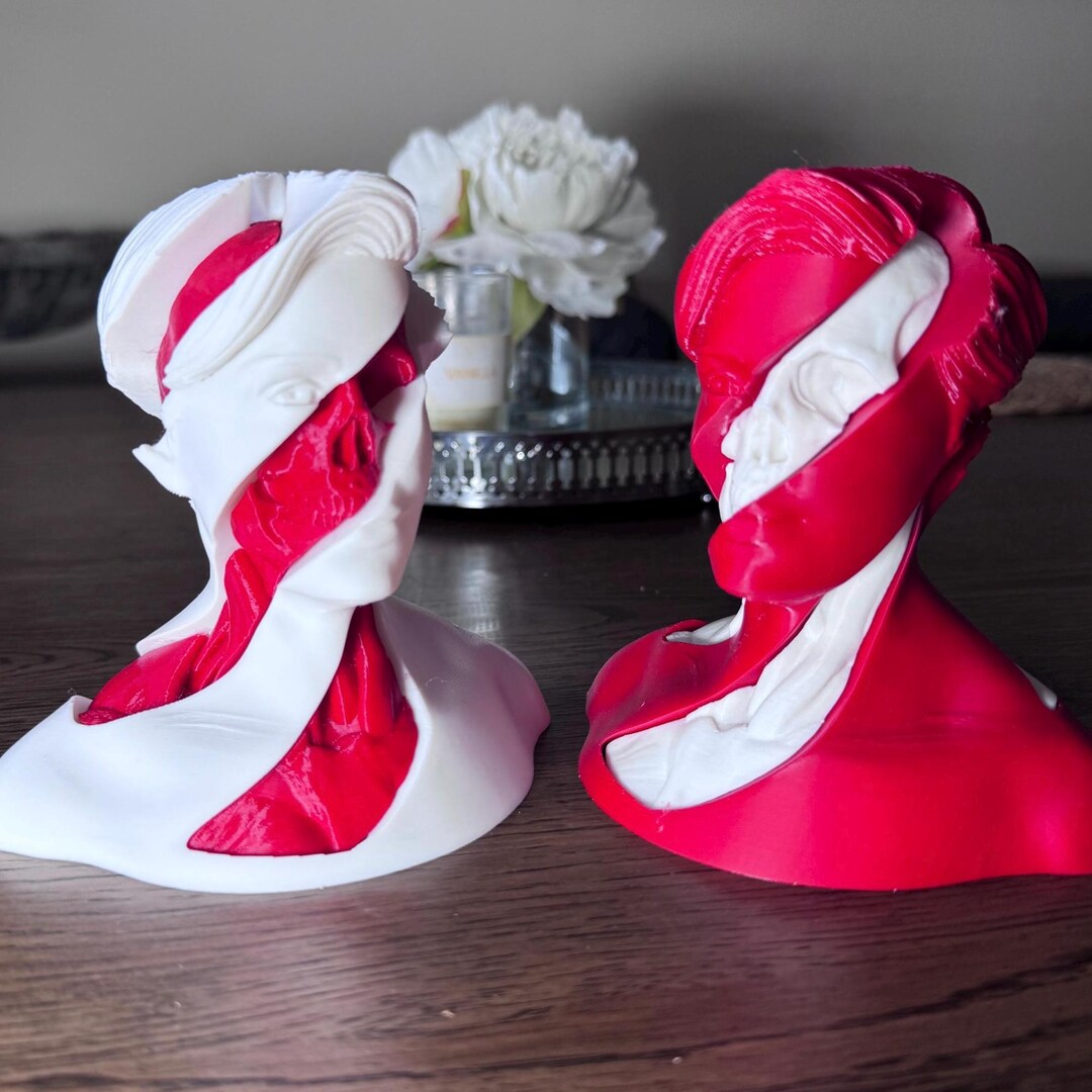 Abstract 3d-printed Split Face Sculpture – Modern Functional Art Fidget ...