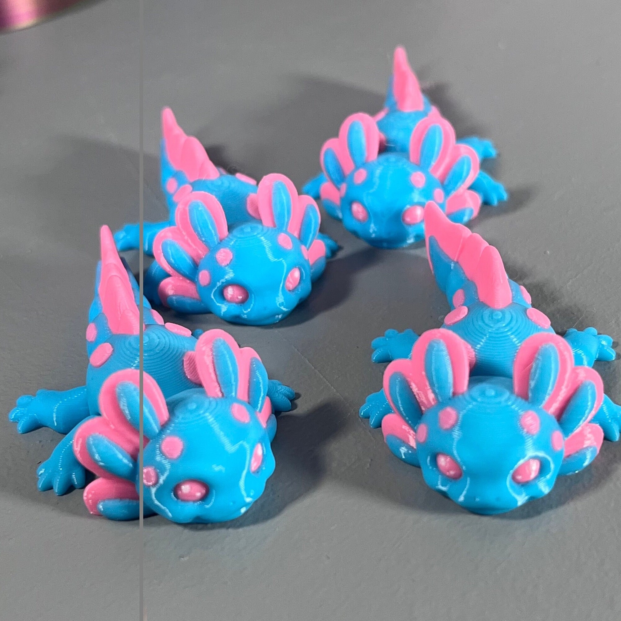 Set of 4 Mini 3-5cm 3D Printed Axolotl Figurines | Cute Desk Decor ...