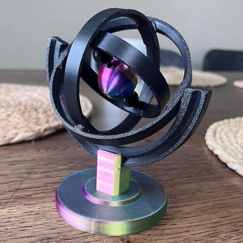 3d-printed Gyroscope Sculpture Customizable Color Orb Desk Toy - Etsy