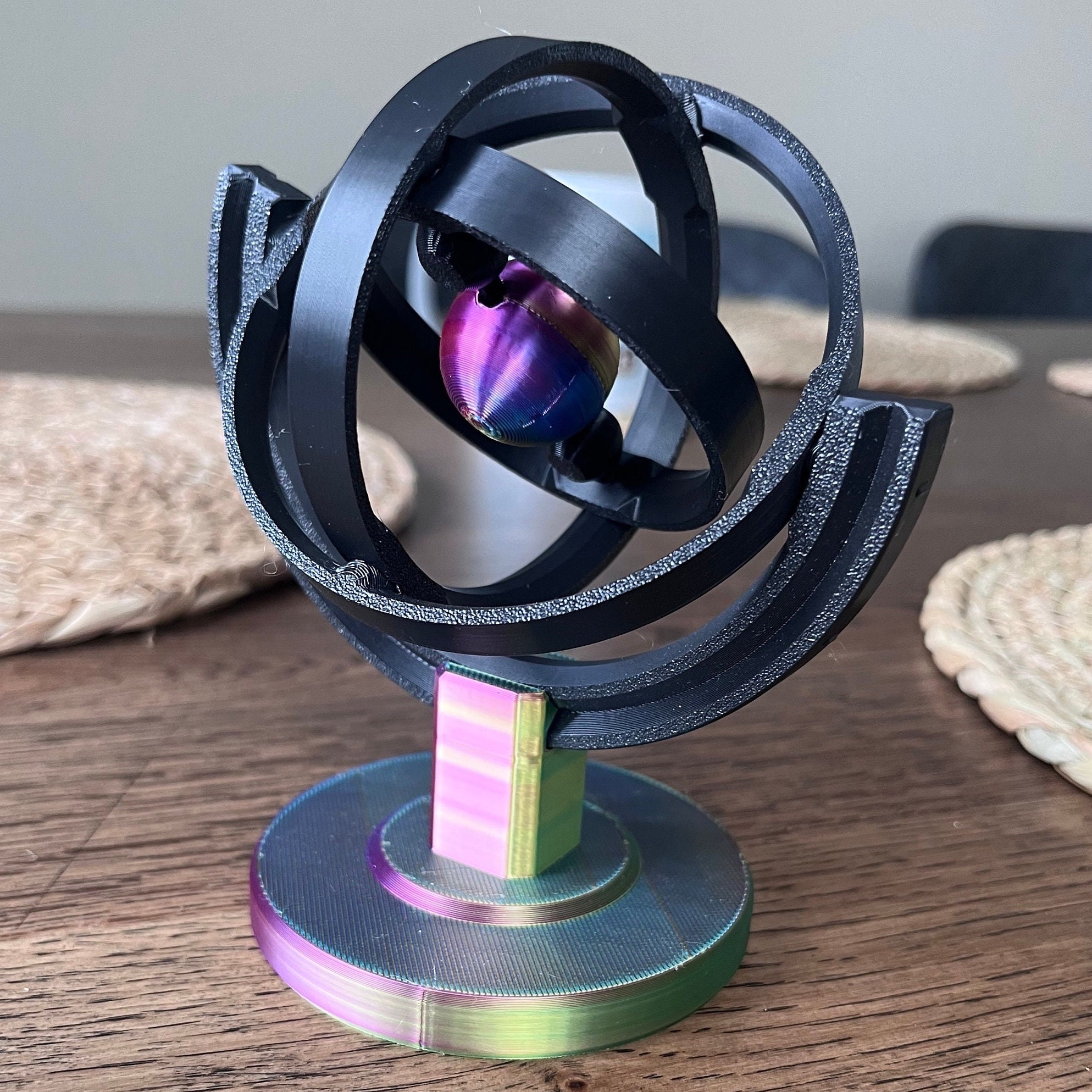 3d-printed Gyroscope Sculpture Customizable Color Orb Desk Toy - Etsy